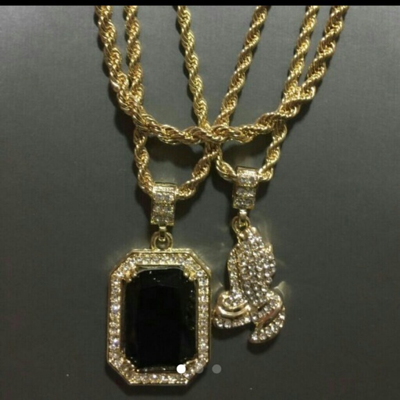 Accessories | 14k Gold Plated Iced Out Chains Combo | Poshmark